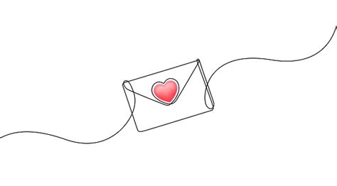 연애 편지 봉투 편집 가능한 스트로크로 연속 선 그리기 3d 레드 하트 러브레터에 대한 스톡 벡터 아트 및 기타 이미지 러브레터 발렌타인 카드 개념 Istock