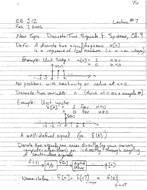 Discrete Time Signals And Systems Handwritten Notes Ece 312 Docsity