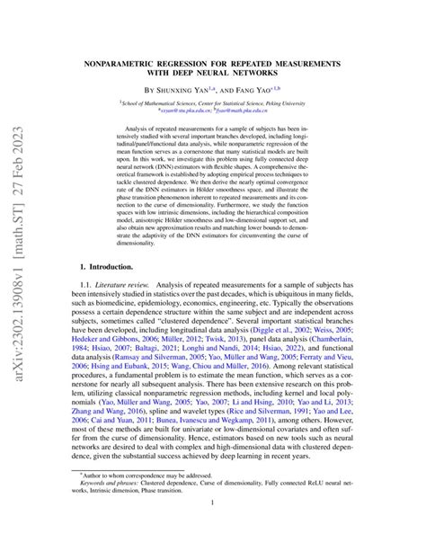 nonparametric regression for repeated measurements with deep neural