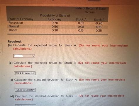 Solved Required A Calculate The Expected Return For Stock Chegg