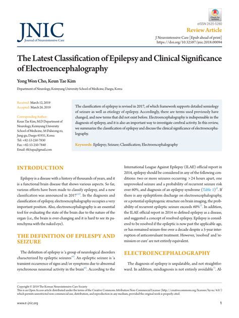 PDF The Latest Classification Of Epilepsy And Clinical Significance Of Electroencephalography