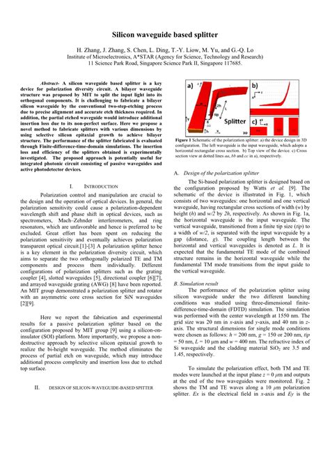 Pdf Silicon Waveguide Based Splitter