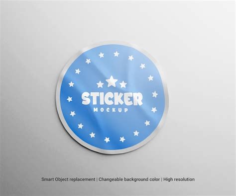 둥근 스티커 모형 또는 3d 종이 스티커 모형 프리미엄 Psd 파일
