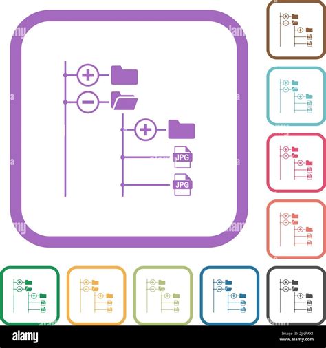 File Browser With  Files Simple Icons In Color Rounded Square Frames