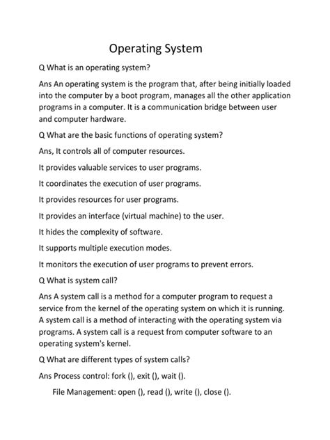 Os Questions Download Free Pdf Operating System Kernel Operating