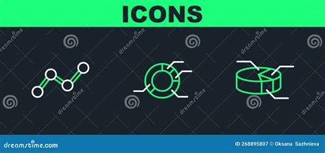 Set Line Pie Chart Infographic Graph And Icon Vector Stock Vector