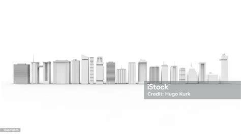 흰색 스튜디오 배경에서 격리 된 여러 건물의 3d 렌더링 3차원 형태에 대한 스톡 사진 및 기타 이미지 3차원 형태 개발 건물 정면 Istock