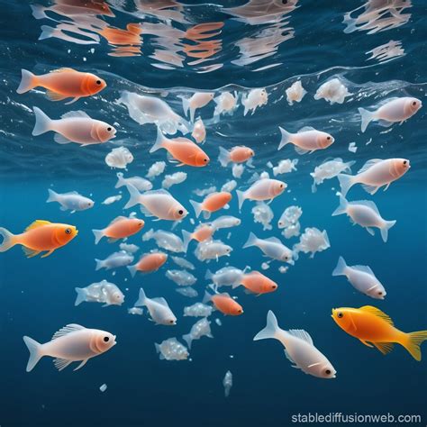 Polluted Ocean Scene With Plastic Fish Stable Diffusion Online