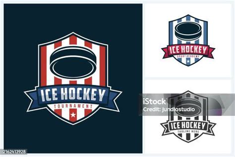 아이스 하키 아이콘 스포츠 배지 벡터 일러스트 레이 션 하키 클럽 아이콘 템플릿 엠블럼 스타일 아이스 하키 상징 벡터 일러스트 레이 션 Championship에 대한 스톡