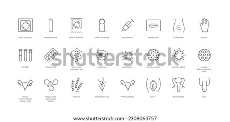Sexual Transmitted Disease Collection Vector Flat Stock Vector Royalty Free