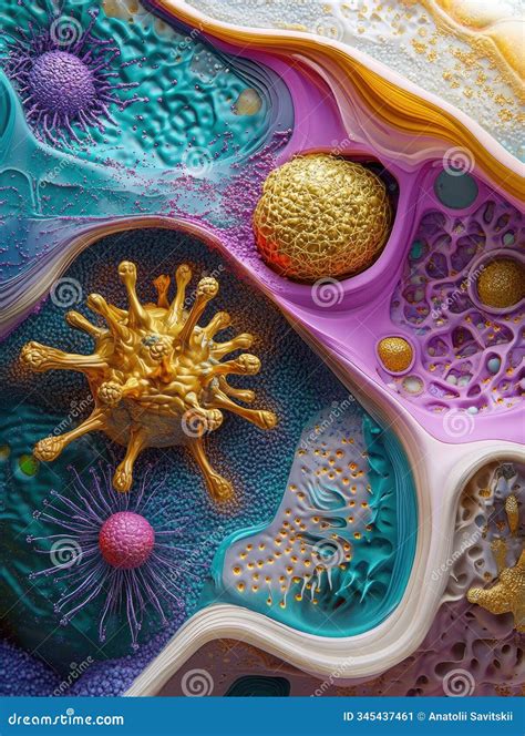 Microscopic Examination Shows Diverse Colorful Cell Structures Highlighting Intricate