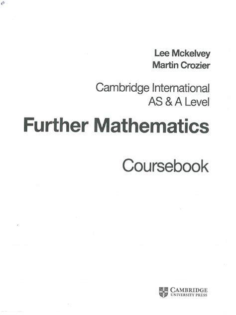 Caie A Level Further Mathematics Coursebook 1 Pdf