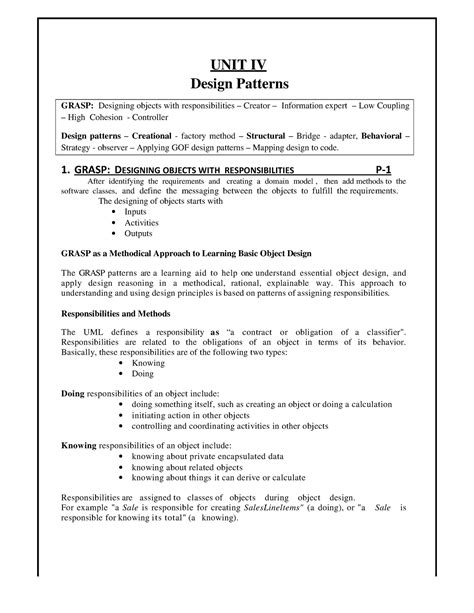 Cs8592 Unit Iv Unit 4 Notes Grasp Designing Objects With Re High Cohesion Controller