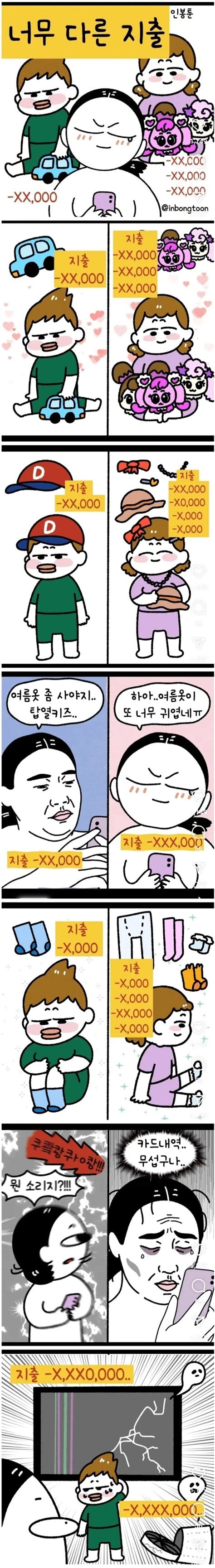 아들과 딸의 너무나 다른 돈의 지출 스타일 유머 움짤 이슈 에펨코리아