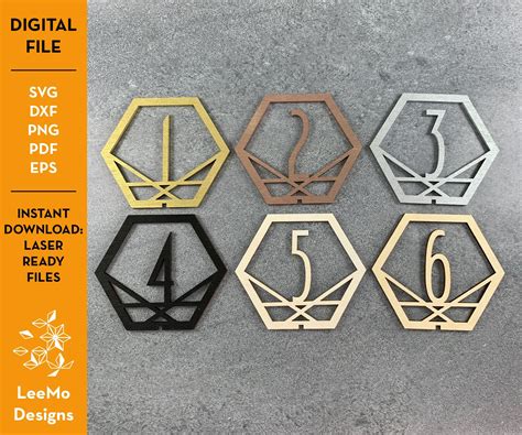 Digital Download Hexagonal Table Numbers Leemo Designs