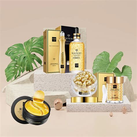 스킨 케어 제품 24k 골드 니코틴아미드 세럼 영양 페이스 모이스처 라이저 아이 케어 세트 콜라겐 아이 크림 퍼밍 아이 패치 Aliexpress