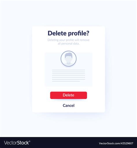 Delete Profile Account Form Ui Design Royalty Free Vector