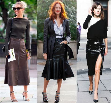 С чем носить кожаную юбку фото образов Кожаная юбка Юбка Идеи наряда