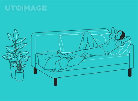 유토이미지 집안 소파에서 편안하게 낮잠자고 있는 여성 1명 벡터 일러스트 인쇄물 쿠션 화분
