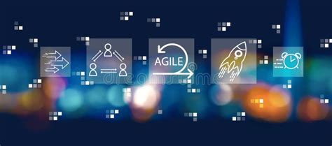 Agile Concept With Blurred City At Night Stock Photo Image Of Screen Technology