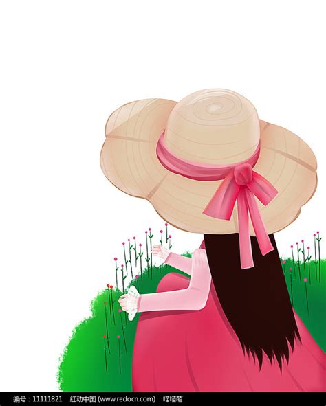 原创手绘鲜花背影美女图片下载红动中国