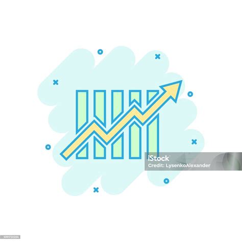 만화 스타일에 막대 그래프 아이콘을 성장 화살표 벡터 만화 그림 그림을 증가 Infographic 진행 사업 개념 스플래시 효과입니다 경영자에 대한 스톡 벡터 아트 및 기타