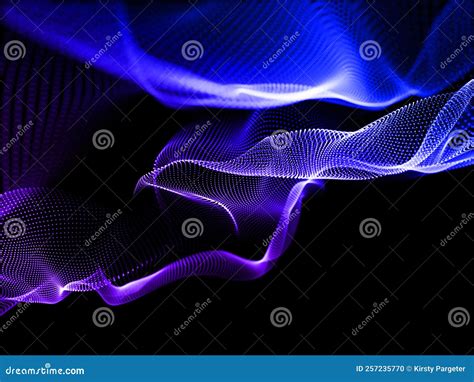 3d Abstract Network Communications Background With Flowing Particles Design Stock Illustration