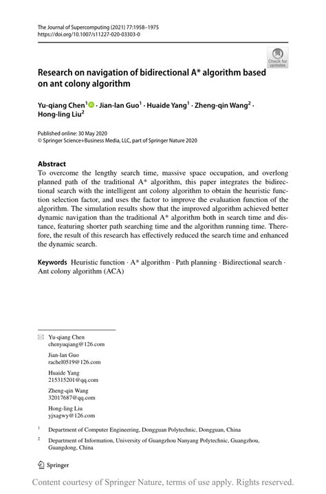 Research On Navigation Of Bidirectional A Algorithm Based On Ant Colony Algorithm