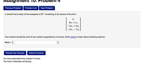 solved assignmen problem 4 previous problem problem list