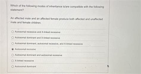 Solved Which Of The Following Modes Of Inheritance Isare