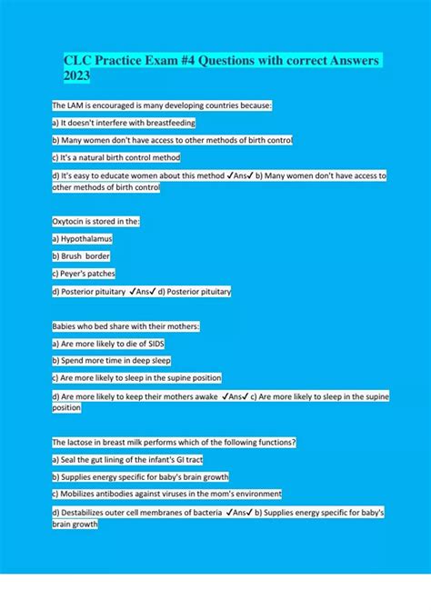 CLC Practice Exam Questions With Correct Answers CLC Stuvia US