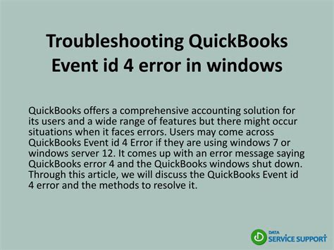 PPT Troubleshooting QuickBooks Event Id Error In Windows PowerPoint Presentation ID