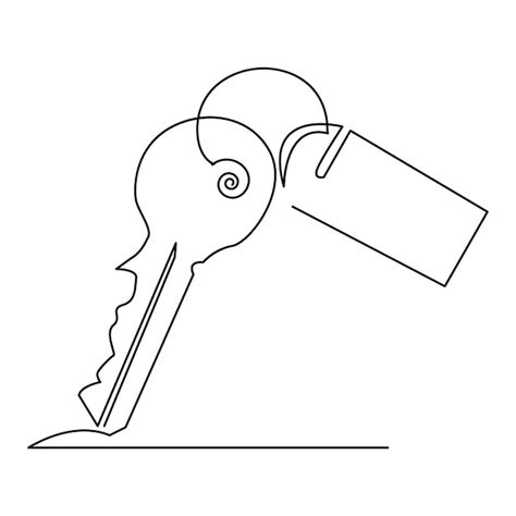 Premium Vector Continuous Single Line Lock Key Outline Vector Art Drawing
