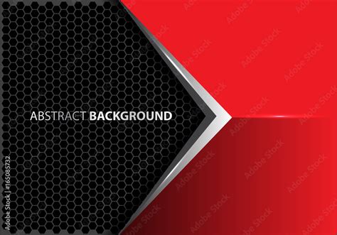 Abstract Metal Arrow On Red Gray Hexagon Mesh Pattern Design Modern Luxury Futuristic Creative