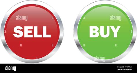 Buy And Sell Red Buttons Silver Button Of Buy And Sell Trading Button