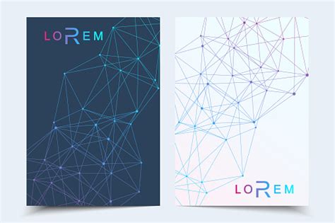 과학적인 브로셔 디자인 서식 파일입니다 벡터 전단지 레이아웃 연결된 라인 및 점 분자 구조 잡지 전단지 커버 포스터 디자인에 대