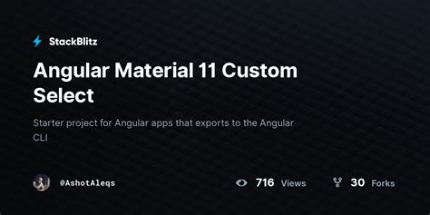 Angular Material 11 Custom Select Stackblitz