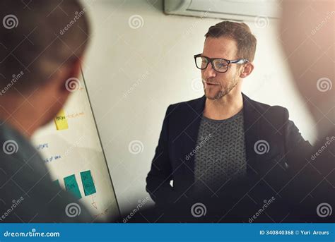 Man Whiteboard And Presentation In Office With Team Web Development Plan And Project Male