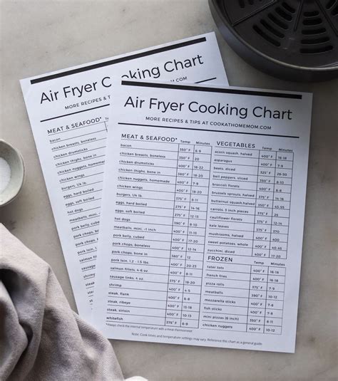Cheat Sheet Free Printable Air Fryer Cooking Chart Pl