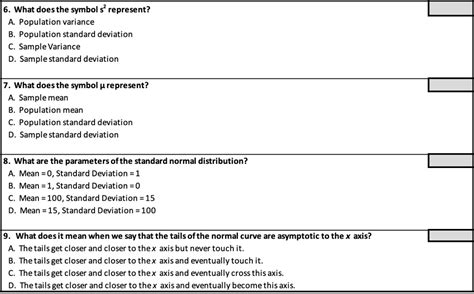 6 What Doesthe Symbol S Represent A Population Variance B Population Standard Deviation Sample