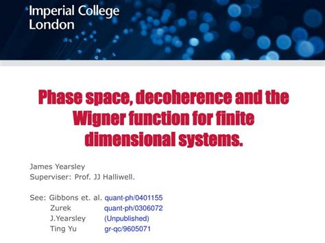 Ppt Phase Space Decoherence And The Wigner Function For Finite Dimensional Systems