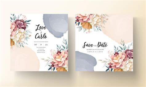 아름다운 꽃줄 결혼식 초대 카드 템플릿 무료 벡터