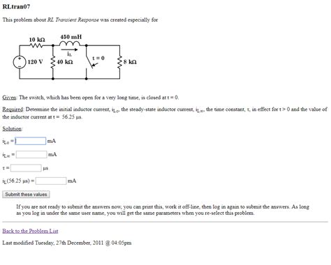 Solved This Problem About Rl Transient Response Was Created
