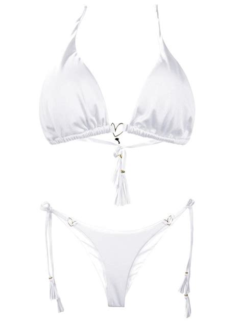 2022 Liliana Montoya White Bikini Marinera Shiny Triangle Top Sohot