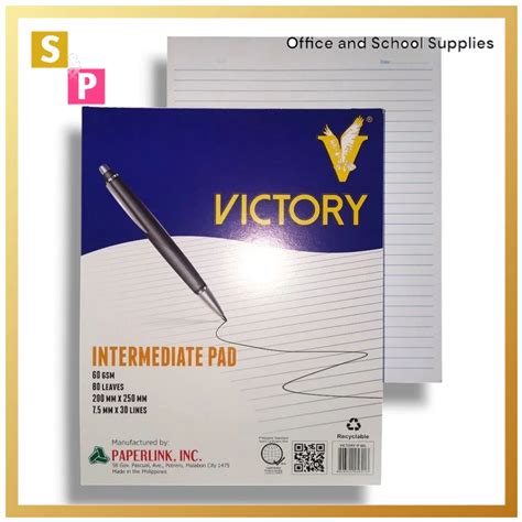 Victory 1 Whole Intermediate Pad Paper 80 Lvs Sold Per Pad Shopee