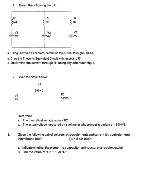 Solved Given The Following Circuit A Using Thevenin S Chegg