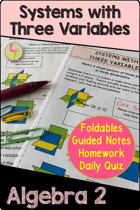 Systems With Three Variables Algebra 2 Unit 3 Algebra Algebra 2