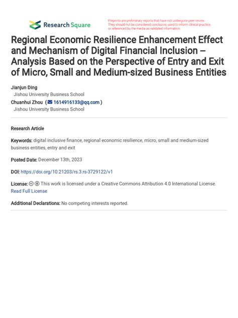 Regional Economic Resilience Enhancement Effect An Pdf Climate Resilience Economic Growth