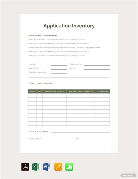 Application Inventory Template