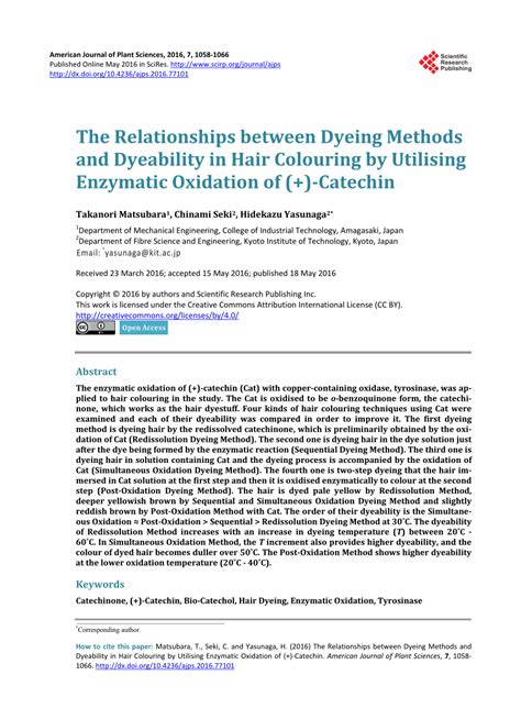 Pdf The Relationships Between Dyeing Methods And Dyeability In Hair